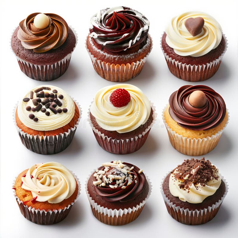 An Assortment of Delicious, Beautifully Decorated Cupcakes Arranged in ...