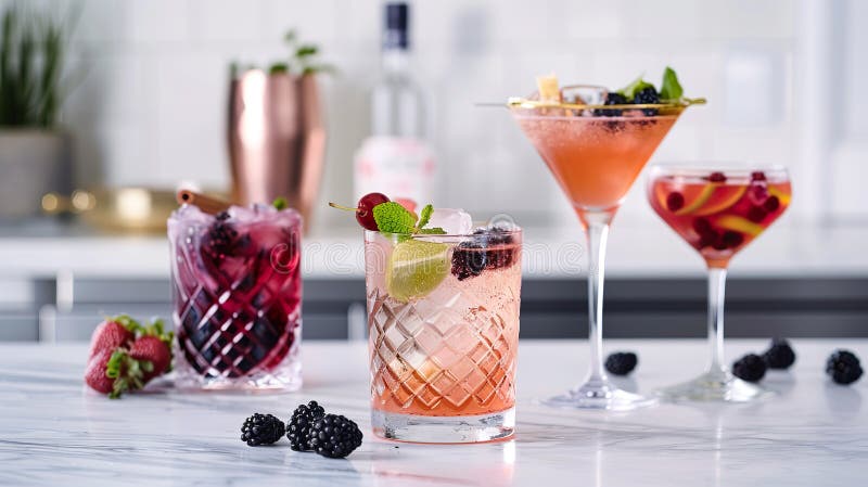 Variety of Berry Infused Cocktails Stock Photo - Image of berry ...