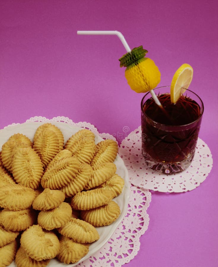 Variety of Biscuits Offered with Cold Drinks Stock Photo - Image of ...