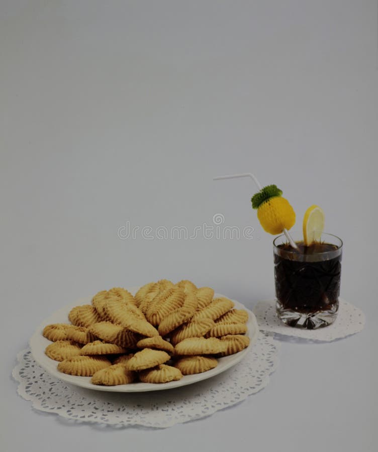 Variety of Biscuits Offered with Cold Drinks Stock Photo - Image of ...