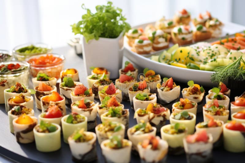 A Variety of Bite-size Party Finger Foods Stock Photo - Image of ...