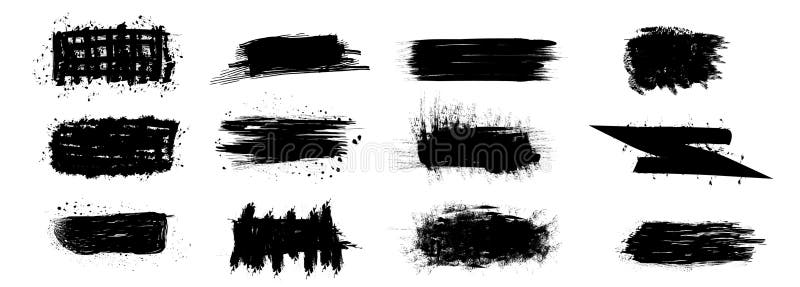 Variety of Black Brush Strokes Showcasing Different Textures and Styles ...