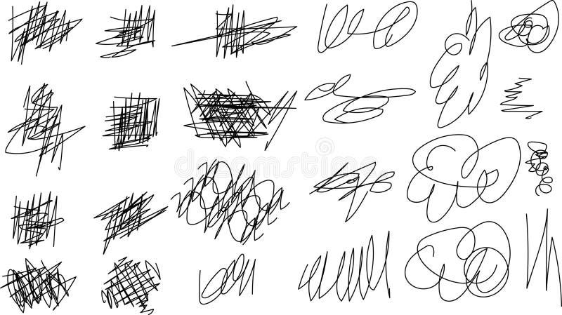 A Variety of Black Curved Scattered Scribble Lines. a Set of Doodles Stock Illustration ...