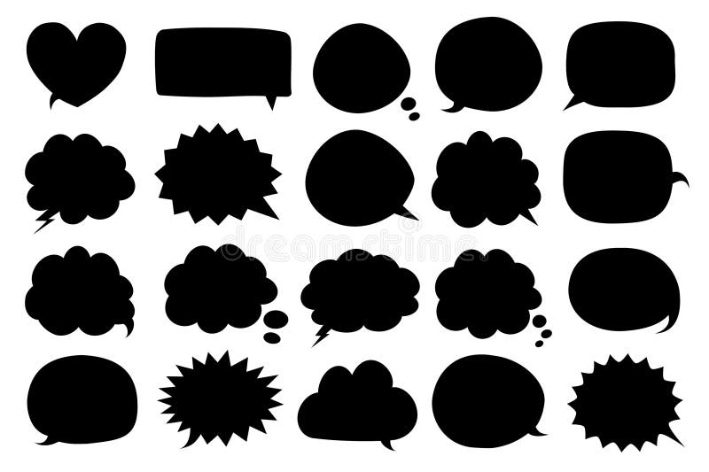 Variety of Black Speech Bubbles Set Stock Vector - Illustration of ...