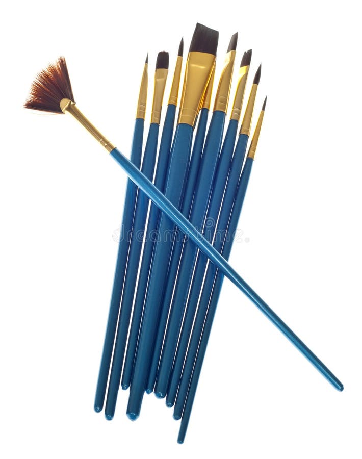 Variety of Blue Paintbrushes Stock Image - Image of concept, multiple ...