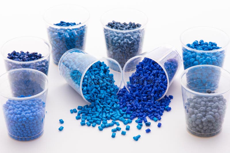 Blue plastic granulate stock photo. Image of pigment - 10777876