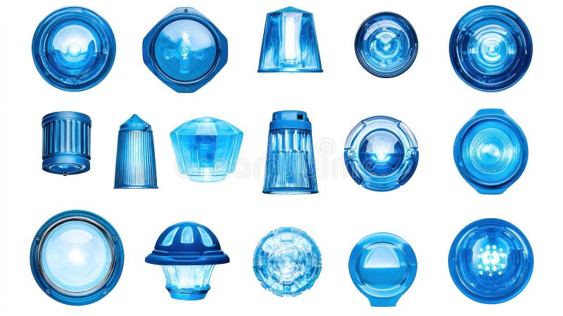 Variety of Blue Siren Lights Stock Illustration - Illustration of alert ...