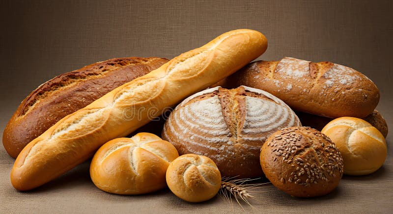 A Variety of Bread Loaves and Rolls are Displayed, Featuring Different ...