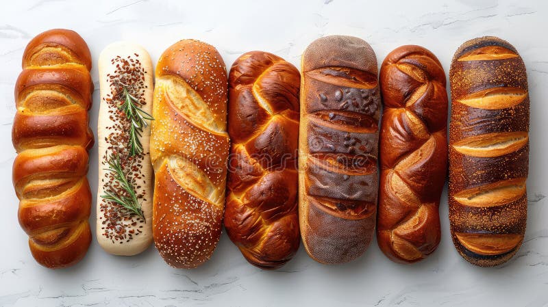 Variety of Bread on a Minimalist Background: a Focus on Shape and Form ...