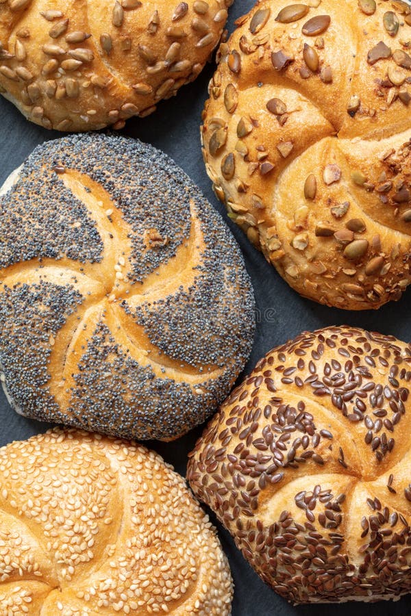 Variety of Bread Rolls, Close Up, Vertical Composition Stock Photo ...