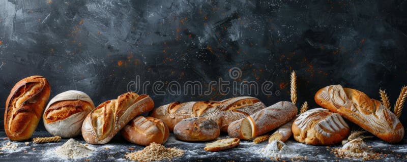 A Variety of Bread Types, Including Ciabatta and Rye, Spread Out on a ...