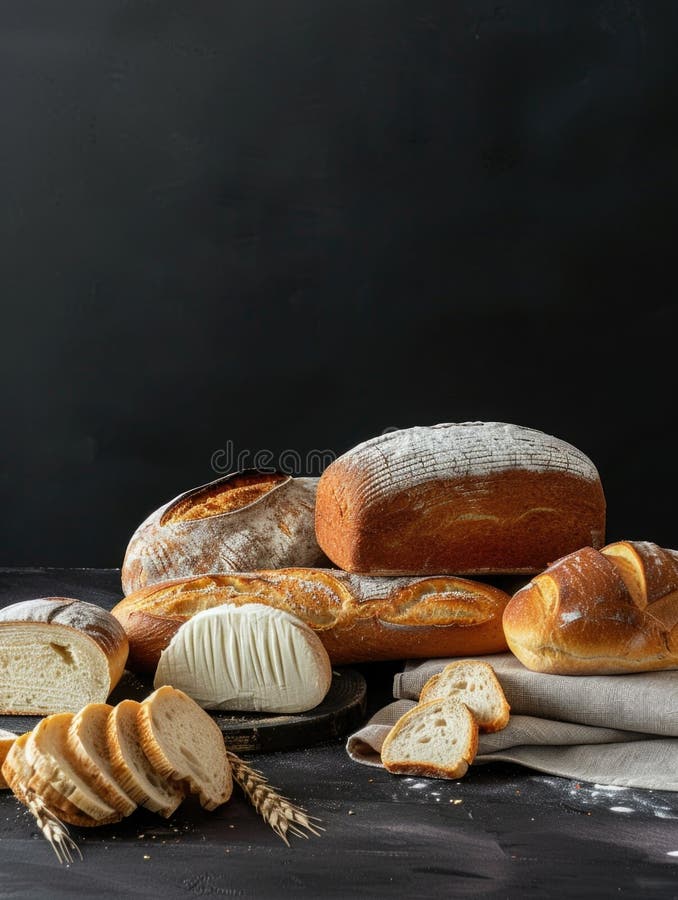 Variety Breads Displayed Table Including White Bread Wheat Stock Photos ...