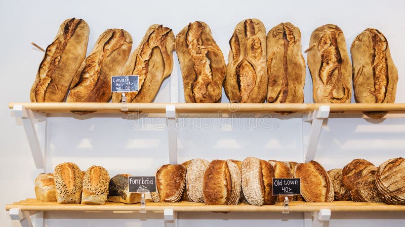 Variety of Breads on the Shelves Stock Image - Image of meal, indoor ...