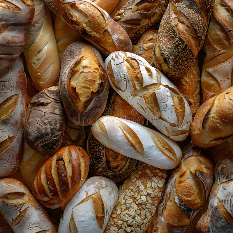 Variety of Breads Stacked, Representing Staples of Cuisine Stock Image ...