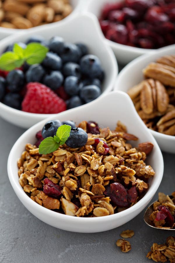 Variety of Breakfast Food in Small Bowls Stock Photo - Image of dieting ...