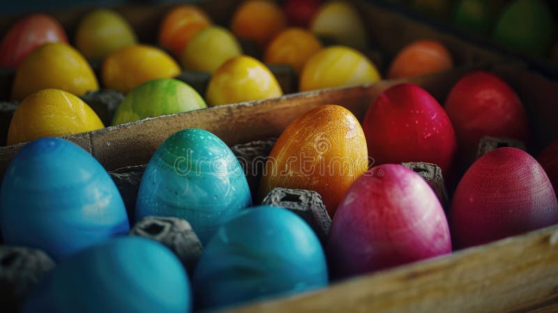 A Variety of Brightly Colored Eggs in a Container. Perfect for Easter ...