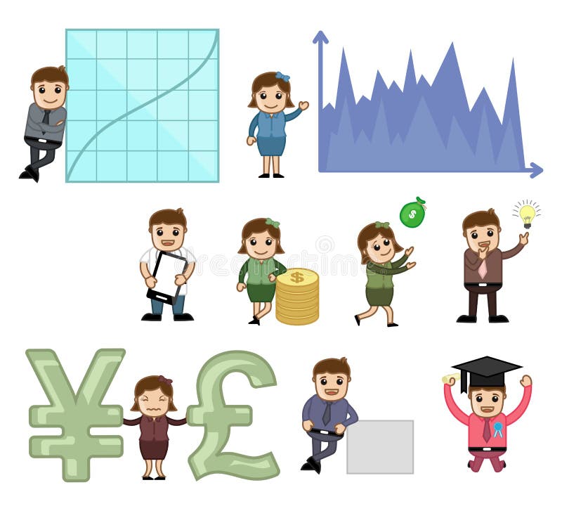 Variety of Business Cartoon Graphics Stock Vector - Illustration of ...