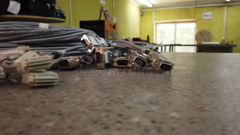 A Variety of Cable Manufacturing Plant. a Bunch of Computer Cables with ...