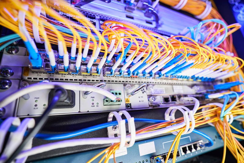 Variety of Cables Inserted in Patch Panel of Network Switch Stock Photo ...