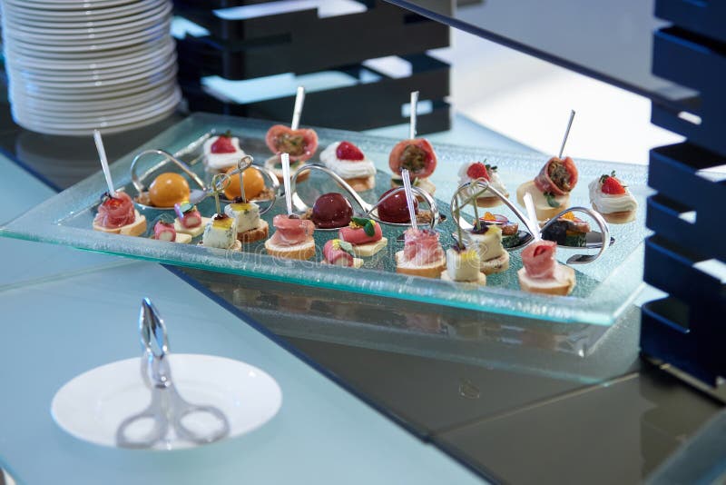 A variety of canapes stock photo. Image of gourmet, decoration - 143179906