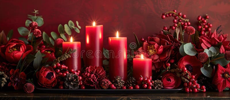 Array of Candles on Table stock image. Image of flickering - 316878791