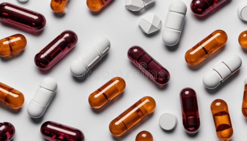 A Variety of Capsules and Tablets, Ready for Use Stock Illustration ...