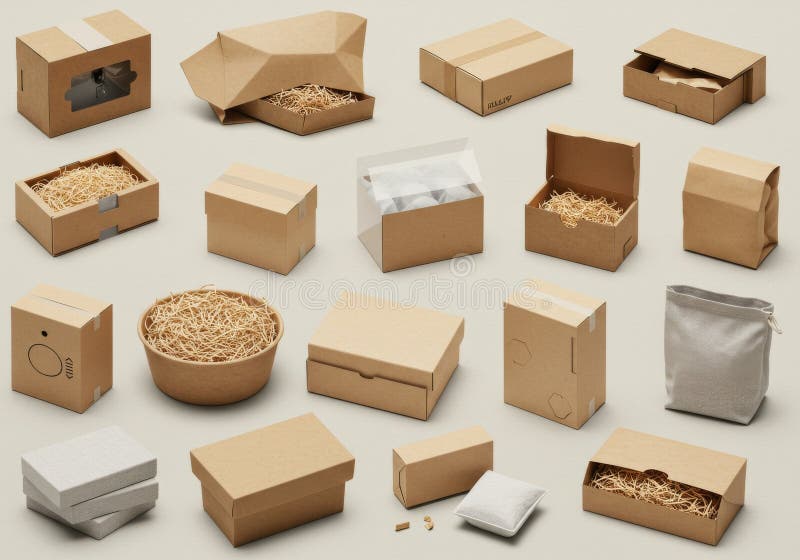 Variety of Cardboard Boxes and Packaging Options Stock Illustration ...