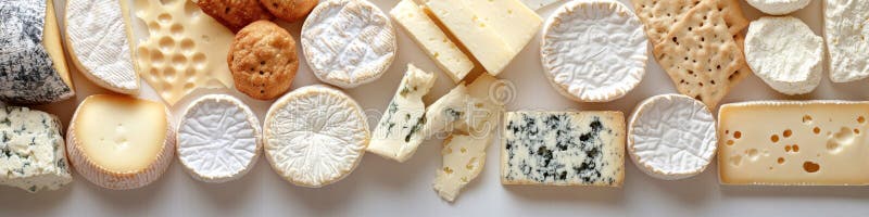 Variety of Cheese. Selection of Cheese Top View on White Background ...