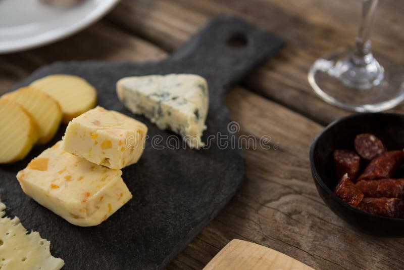 Variety of Cheese on Slate Plate Stock Image - Image of cheese, fresh ...