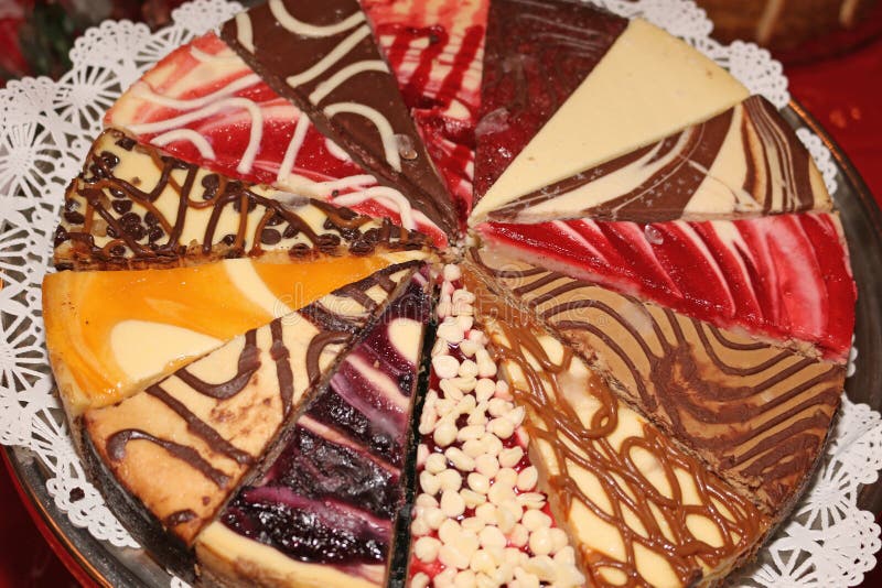 Variety cheesecakes stock photo. Image of doily, horizontal - 64040574