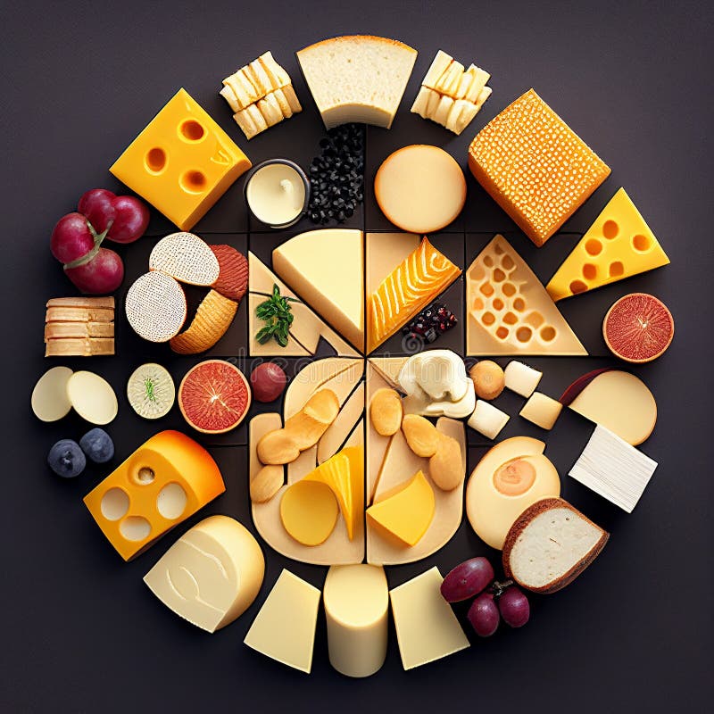 A Variety of Cheeses are Arranged on a Black Surface Stock Image ...