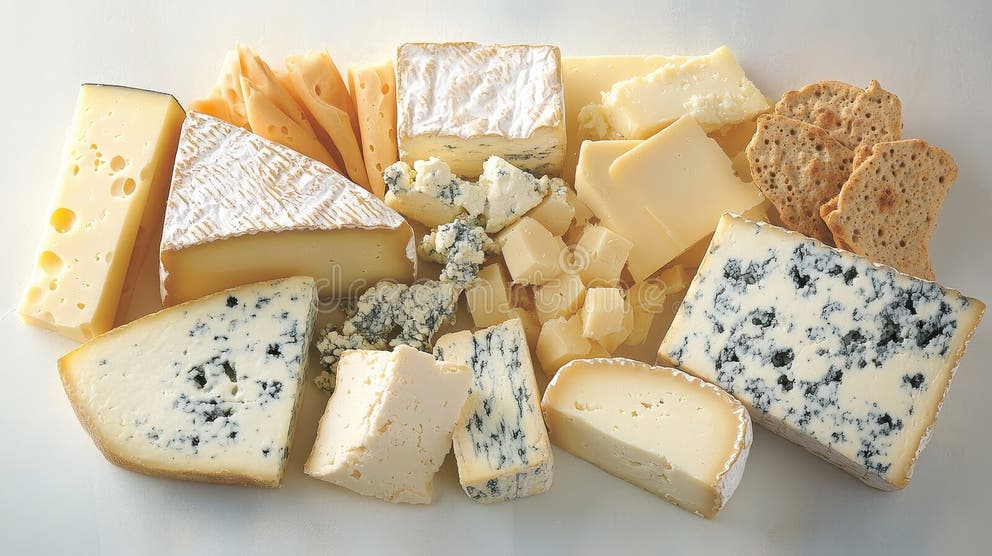 A Variety of Cheeses Arranged on a Platter for Tasting or Serving Stock ...