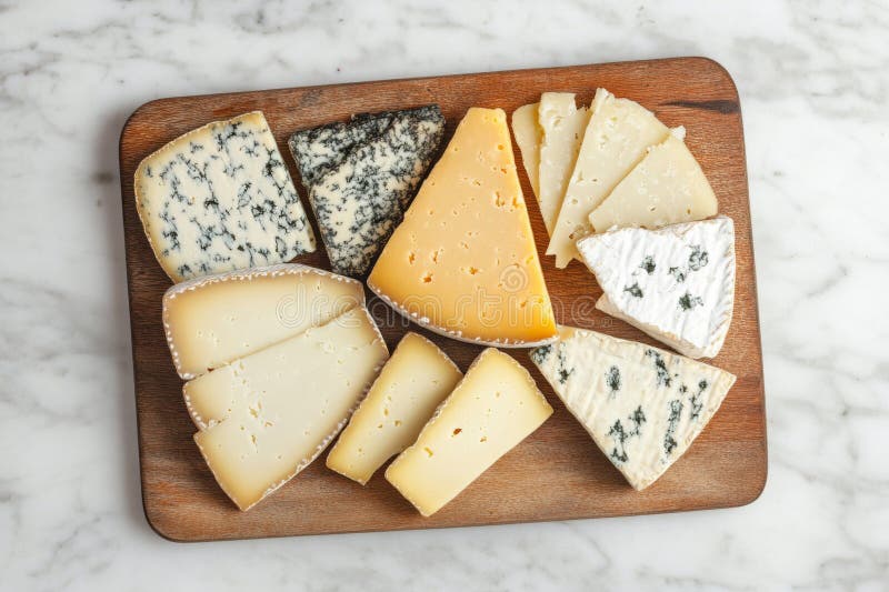 Variety of Cheeses on Wooden Board. Cheese Assortment Stock Photo ...