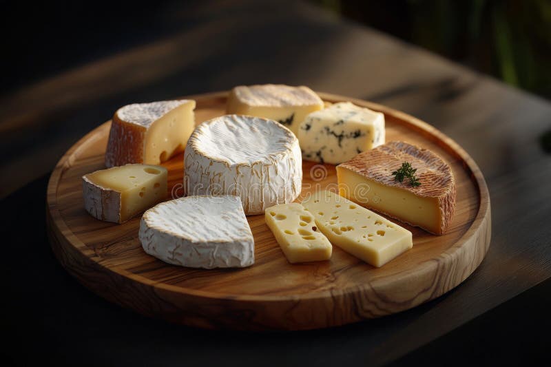 Variety of Cheeses on Wooden Board. Cheese Assortment Stock Image ...