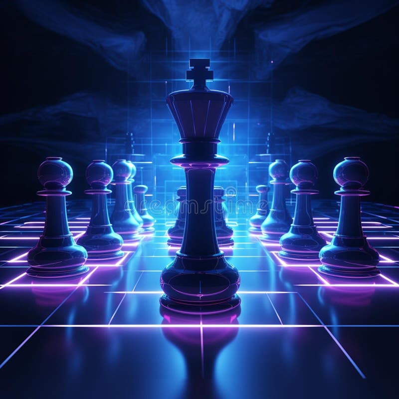 Variety of Chess Pieces Placed on a Flat Surface with a Glowing ...