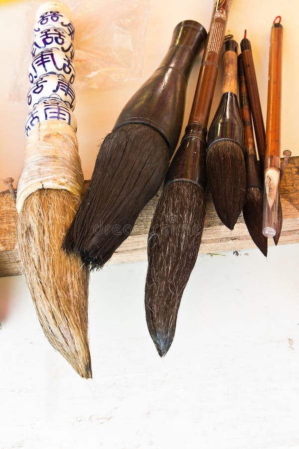 A Variety of Chinese Writing Brush Stock Photo - Image of black, tool ...