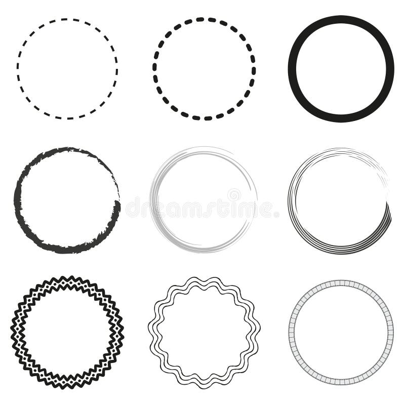 Variety Circular Frames. Dashed and Solid Lines. Decorative Edges for ...