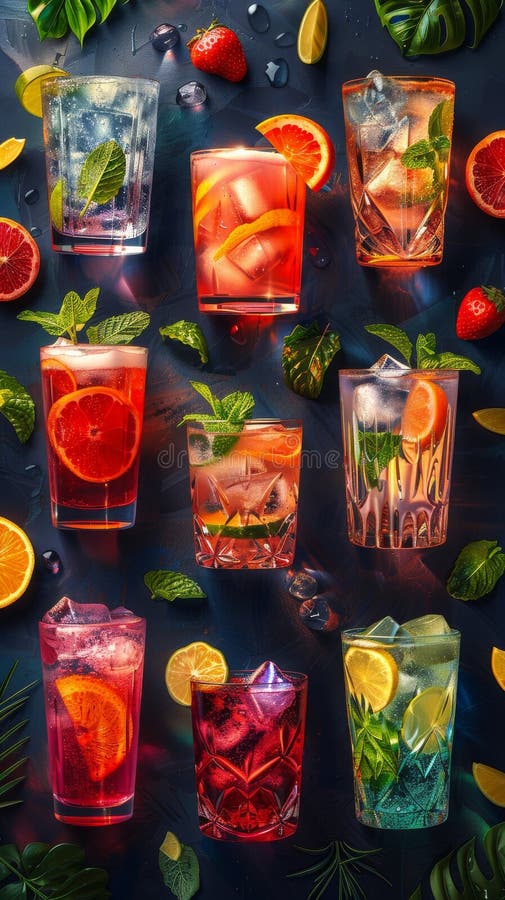 Variety of Cocktails Collage Stock Image - Image of generative ...