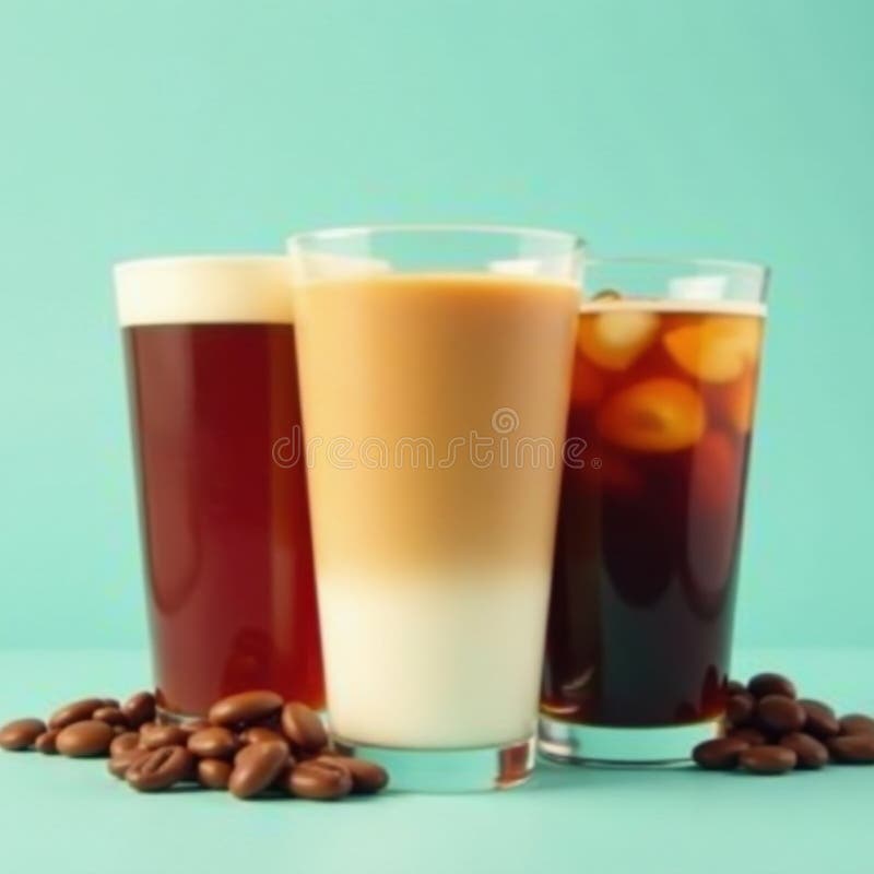 Variety of Coffee Beverages, Colorful Presentation, Coffee Bean Texture, Coffee Texture, Coffee ...