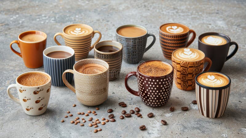 The Variety of Coffee Cups.AI Generated Image Stock Photo - Image of ...