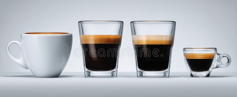 The Variety of Coffee Cups Showcasing Different Espresso Styles and ...