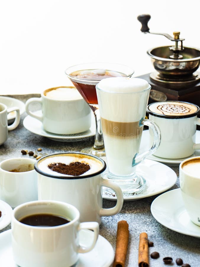 Variety of Coffee Drink Types Stock Image - Image of background, sweet ...