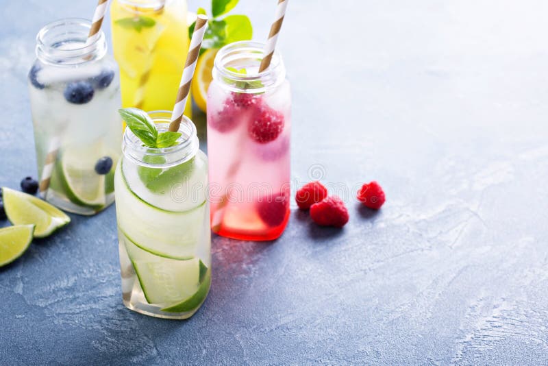Variety of Cold Drinks in Bottles Stock Image - Image of herb, berry ...