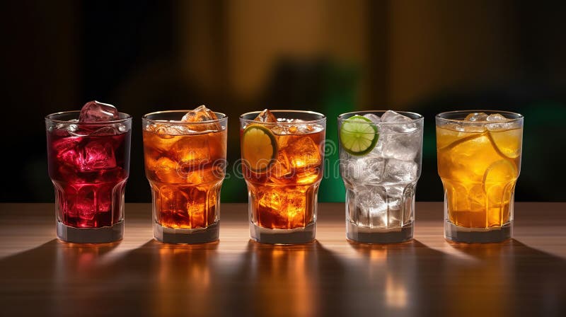 Variety of Cold Drinks in Small Bottles. Generative Ai Stock ...