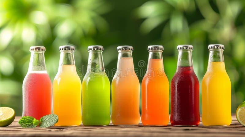 Variety of Cold Drinks in Small Bottles. Generative Ai Stock Image ...