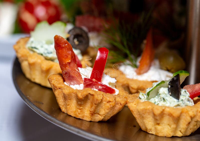 A Variety of Cold Snacks on the Table at Parties, Stuffed Baskets with ...