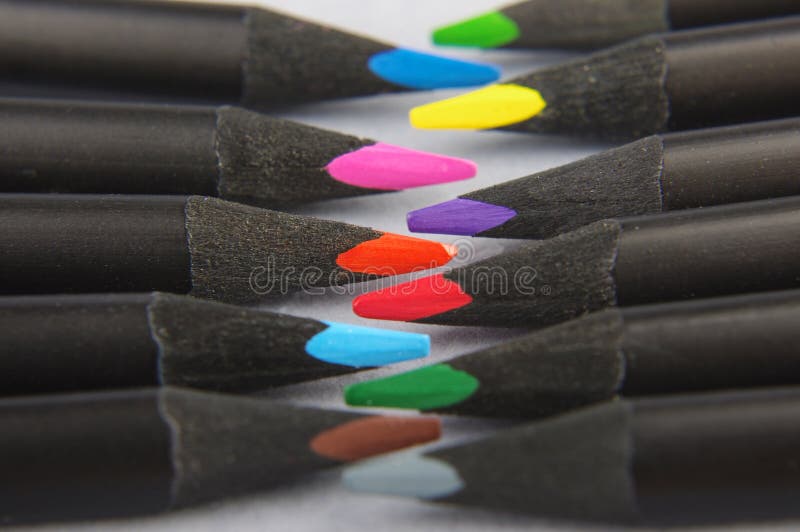 Variety of Color Pencils on the Gray Background Stock Photo - Image of ...