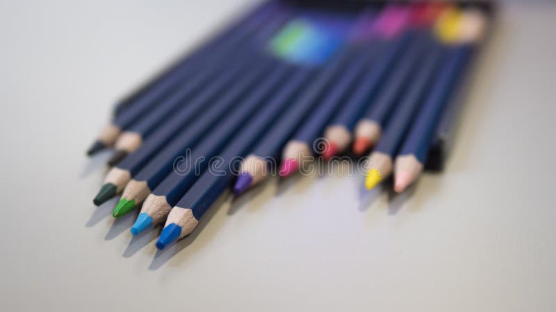 A Variety of Colored Pencils Neatly Arranged on a Table Stock Image ...