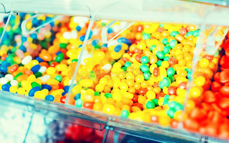 Variety of Colored Sweets on Shelves Stock Image - Image of closeup ...