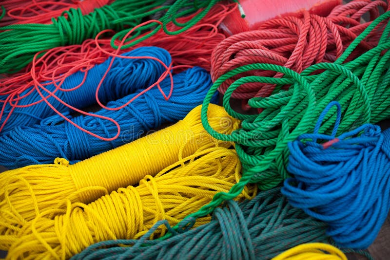 Variety of Colored Twisted Rope Stock Photo - Image of blue, texture ...